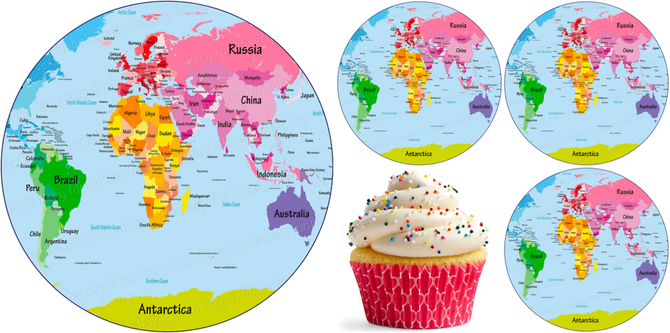 Map World Globe Cake Topper Party Decoration Edible Birthday ...