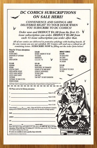 1992 DC Comics Subscription Vintage Print Ad/Poster BATMAN Promo Wall ...