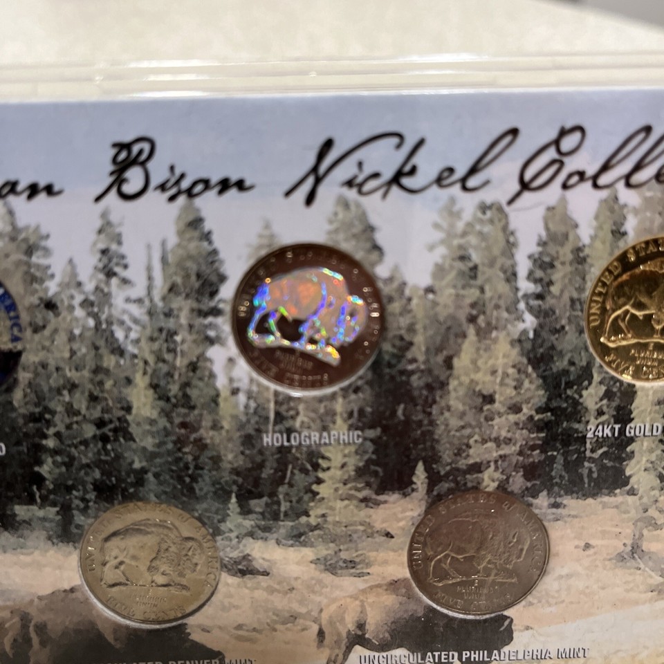 2005 American Bison Nickel Collection 5 Coin Set-Hologram, 24K Gold ...