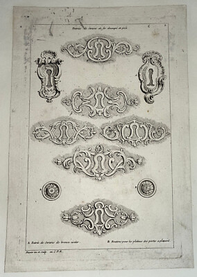 Entry Locks Engraving HUQUIER Etching LOCKSMITH Cupboard Buttons 18th ...