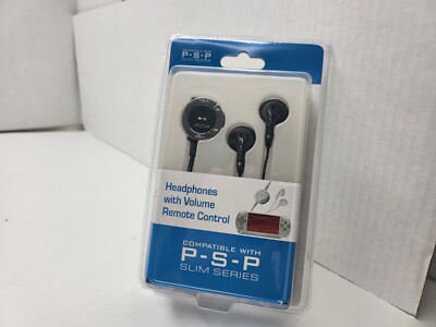 NEW Black Earbuds Earphones/Volume Remote Control for PSP Slim 2000 or ...