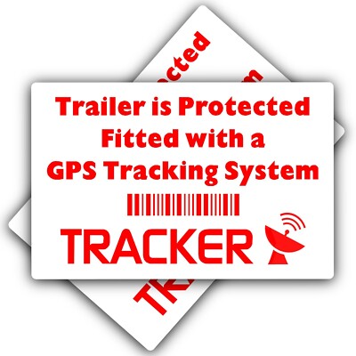 2 x Stickers Trailer GPS Tracker Signs Warning Car Van Camping Lorry ...