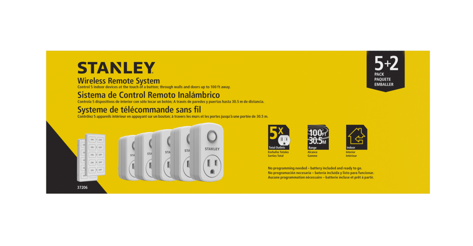 STANLEY Wireless Remote Control Outlet Plugs with 2 remotes and 5 ...