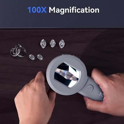 TOMLOV 100X Coin Microscope Magnifier 2" LCD Jeweler Magnifying Glass ...