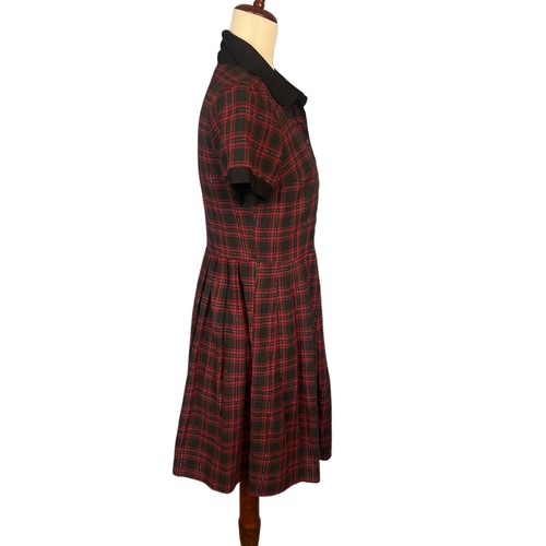 ModCloth Red Black Short Sleeve Flannel Plaid Dress 100% Cotton Small ...