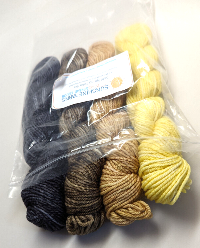 4 Gradient Sunshine Yarn Gold Spring Set 100%SW Merino Worsted 4x88 ...