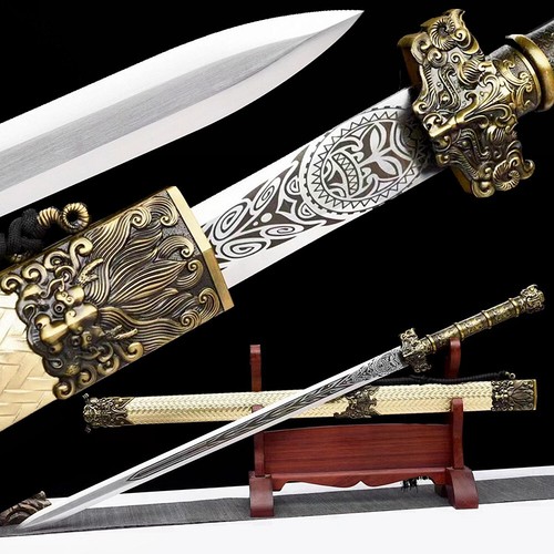 High Manganese Steel Battle Jian Metal Handle Han Dynasty Saber Chinese ...