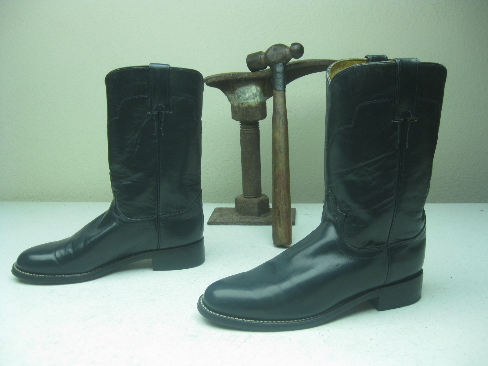 BLUE GRAY LEATHER TONY LAMA STYLE 7502 COUNTRY WESTERN COWBOY ROPER ...