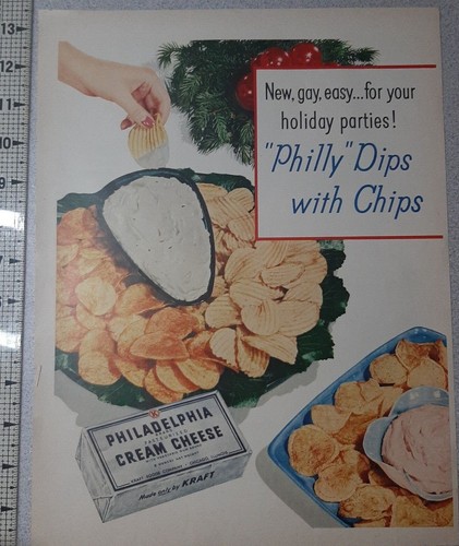 1957 Philadelphia Cream Cheese Vintage Print Ad Philly Chip Dip Holiday ...