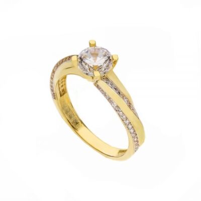 Anneau Solitaire En Or Jaune 18 Carat avec zircons Blanc pour femmes | eBay