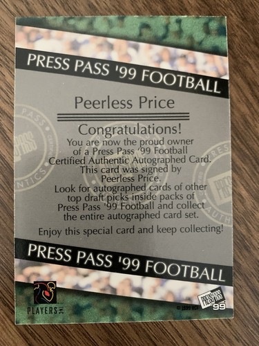1999 Press Pass Authentics Peerless Price Autograph Rookie Card | eBay