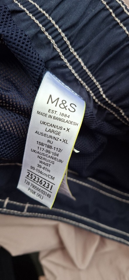 MENS MARKS AND SPENCER PINK SHORTS/SWIMMING TRUNKS NET LINING DRAW ...