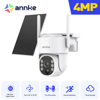 ANNKE 4MP Solar Battery Wireless PT Security Camera Two-Way Audio Color ...