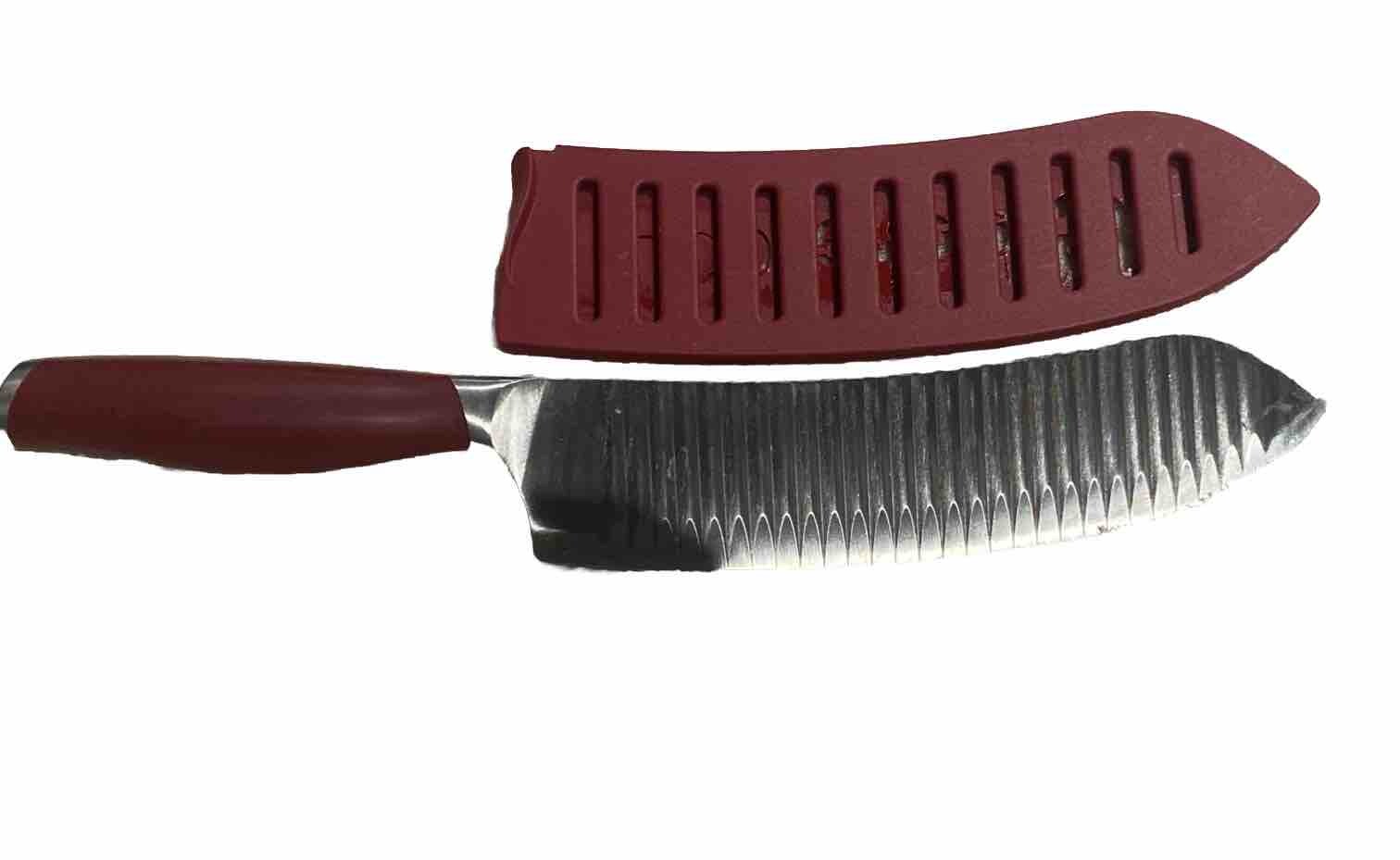Groove Tech Chef Knife Red Handle Cooking Essential Kitchen Knife | eBay