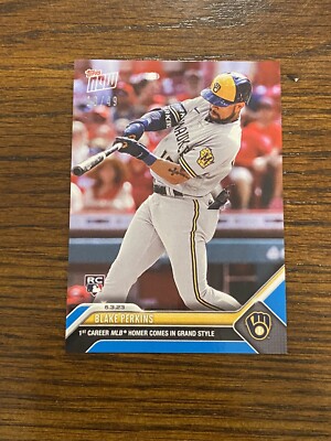 Blake Perkins RC 1st Grand Slam Brewers 2023 MLB TOPPS NOW 379 Blue ...