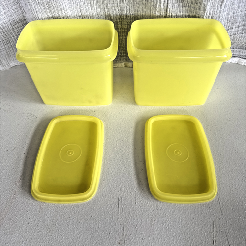 2 VTG Tupperware Yellow Shelf Saver Storage Containers & Lids 1243-4 ...