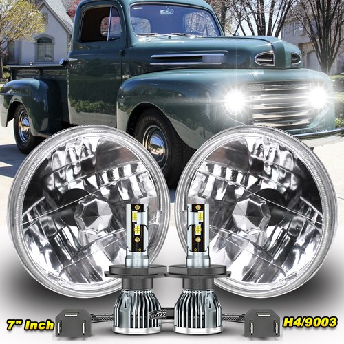 For Ford F1 1948-1952 white 7" inch Round LED Headlights Sealed High ...