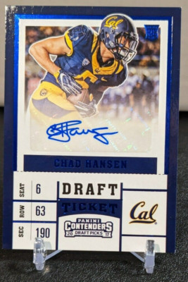 CHAD HANSEN 2017 Panini Contenders Draft Picks Auto RC CAL GOLDEN BEARS ...