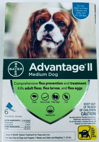 Elanco Advantage ll Medium Dog 6 Monthly Doses for Dogs 7 Weeks&Older ...