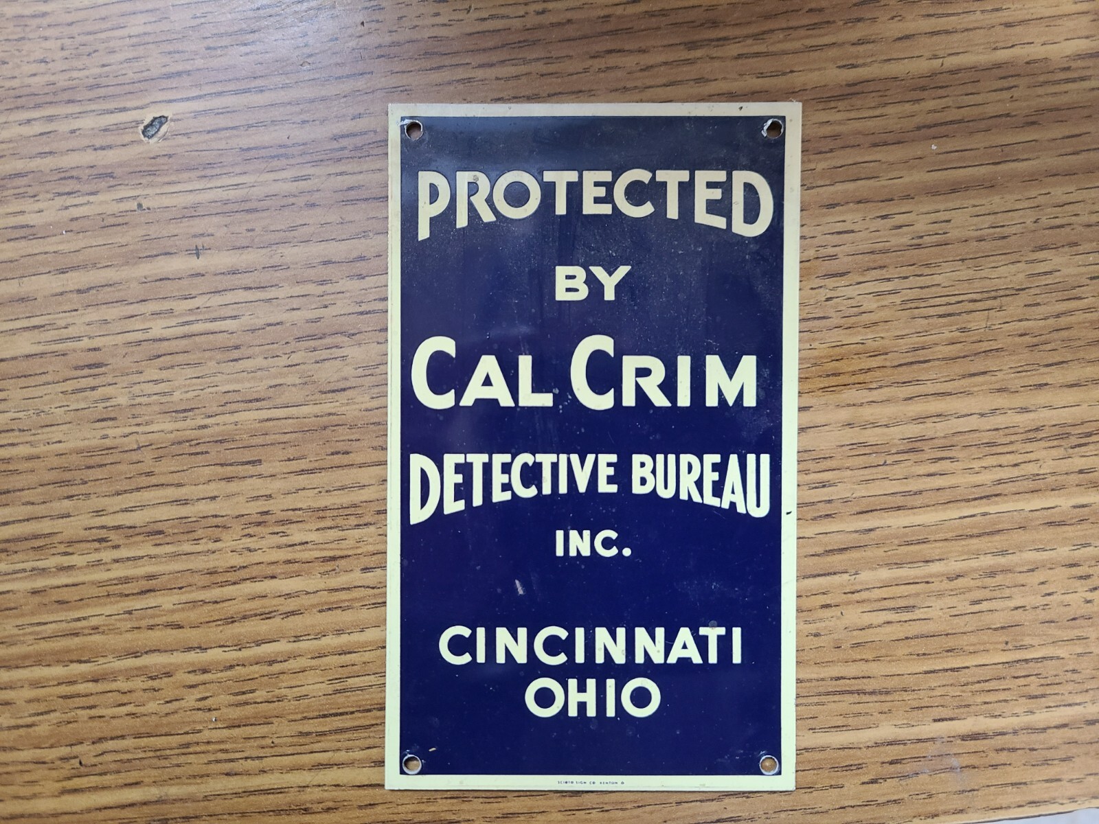 5 Antique Vtg Original PORCELAIN CAL CRIM Sign Cincinnati OH Ohio | eBay
