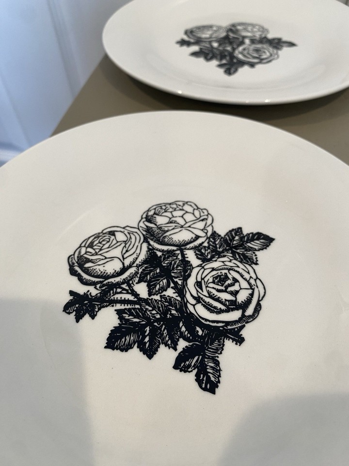 Godinger Halloween Black Rose Appetizer/Dessert Plates Set Of 4, Fine ...