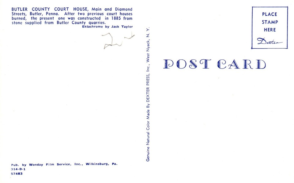 Postcard Butler County Courthouse, Butler, Pennsylvania | eBay