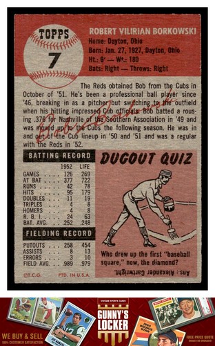 1953 Topps Bob Borkowski 7 Cincinnati Reds | eBay