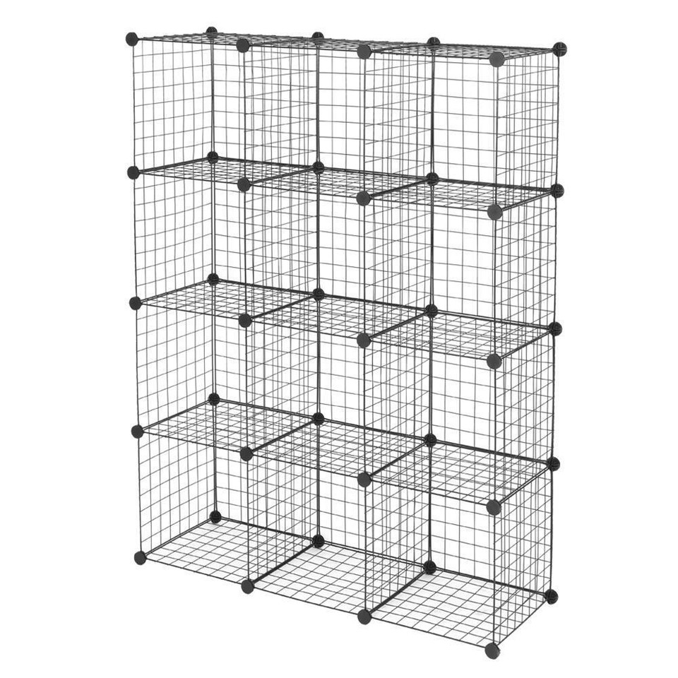 (43 x 14 x 57)" 12-Cube Metal Grids Storage Wire Cube Organizer Bins ...