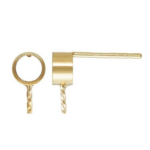 14K Gold Filled Bezel Ear Post with Twist Peg Fit 4mm Stone Earring ...