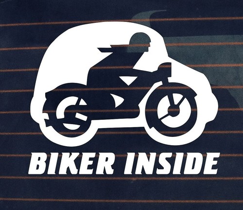 Biker Inside Sticker Vinyl Decal Car UTE Window Bumper Biker Motorcycle ...