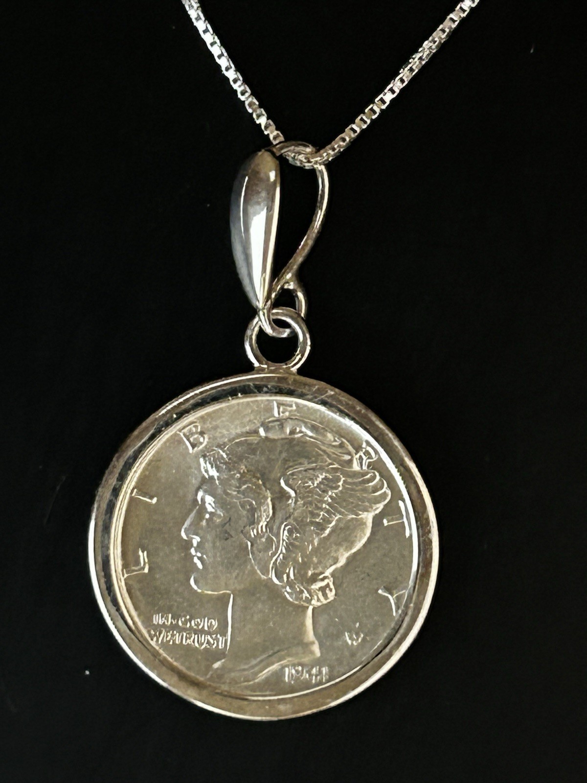NEW Sterling 18” Necklace With Brilliant Uncirculated Mercury Dime ...