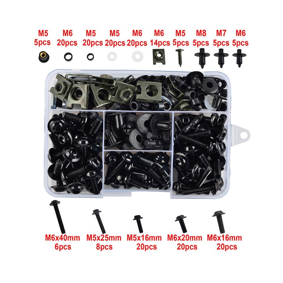 195pcs Motorcycle Complete Fairing Bolts Kit Bodywork Screws Nuts Set ...