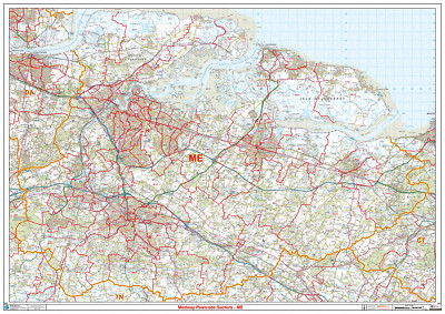 Medway Postcode Map - ME Postcodes Sectors, Poster of Medway Postcodes ...