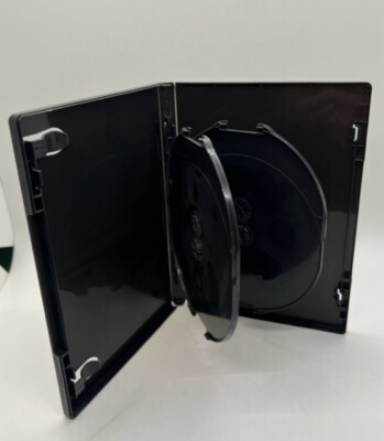 50 New Top Quality 14mm Quad 4-DVD Cases,Glossy Black, Booklet Clips ...