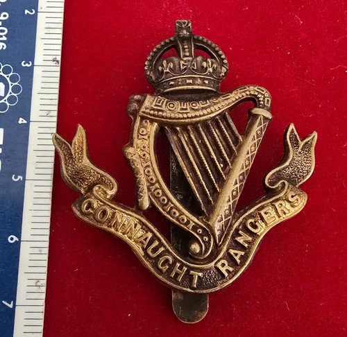 WW1 British Connaught Rangers Maker JR Gaunt Brass Cap Badge w Orig ...