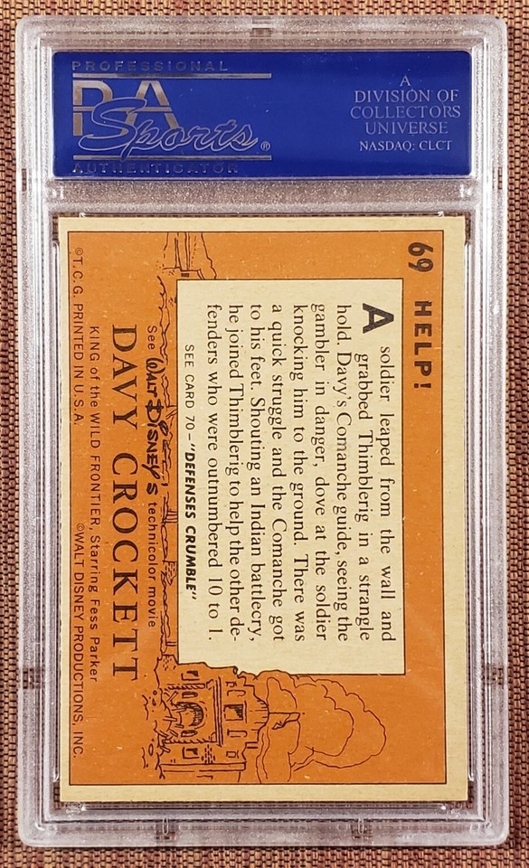 1956 Orange Davy Crockett #69 Help! Vintage Original Collector Card PSA ...