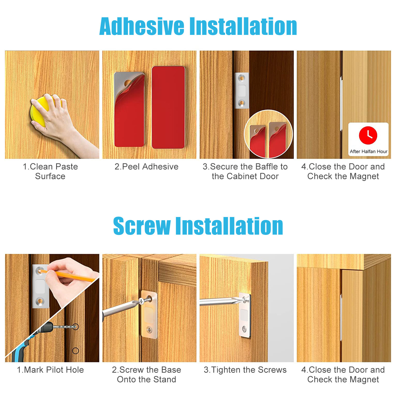 10 Sets Ultra-thin Invisible Punch-Free Magnetic Door Cabinet Stoppers ...