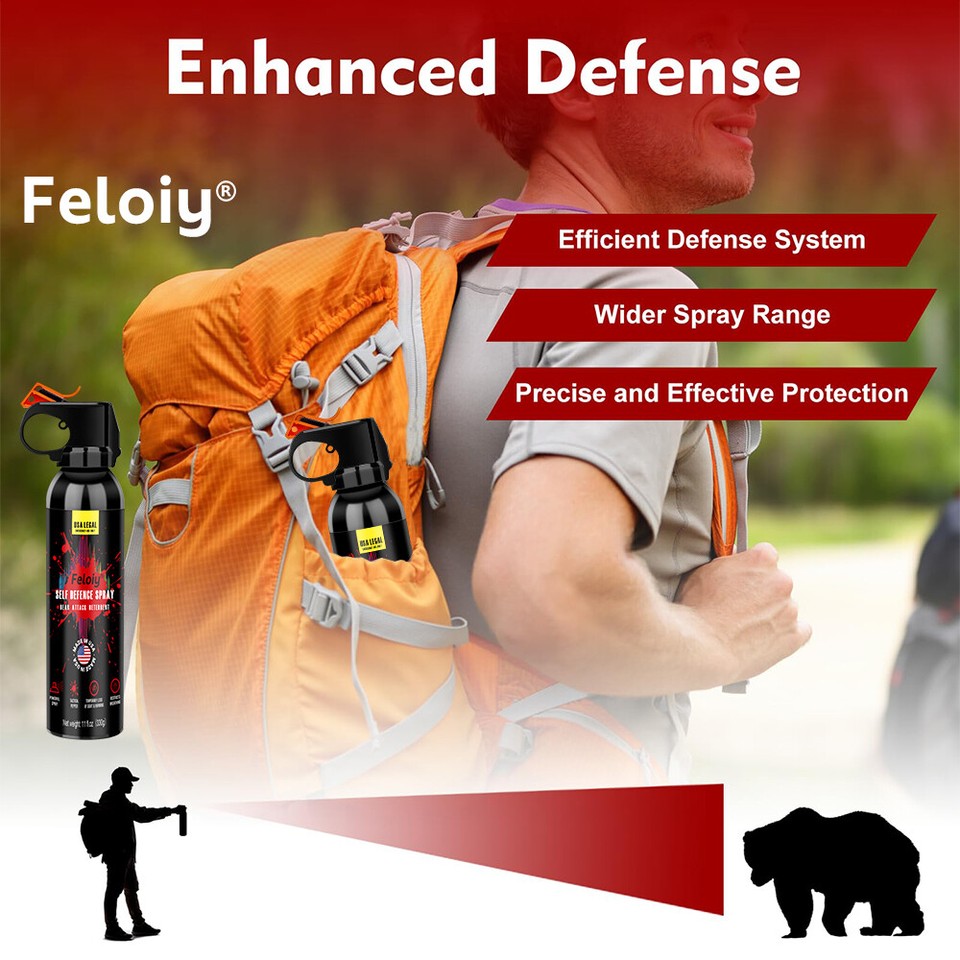 Feloiy Self Defence Spray w/ Holster Bear Attack Deterrent Legal Bear ...