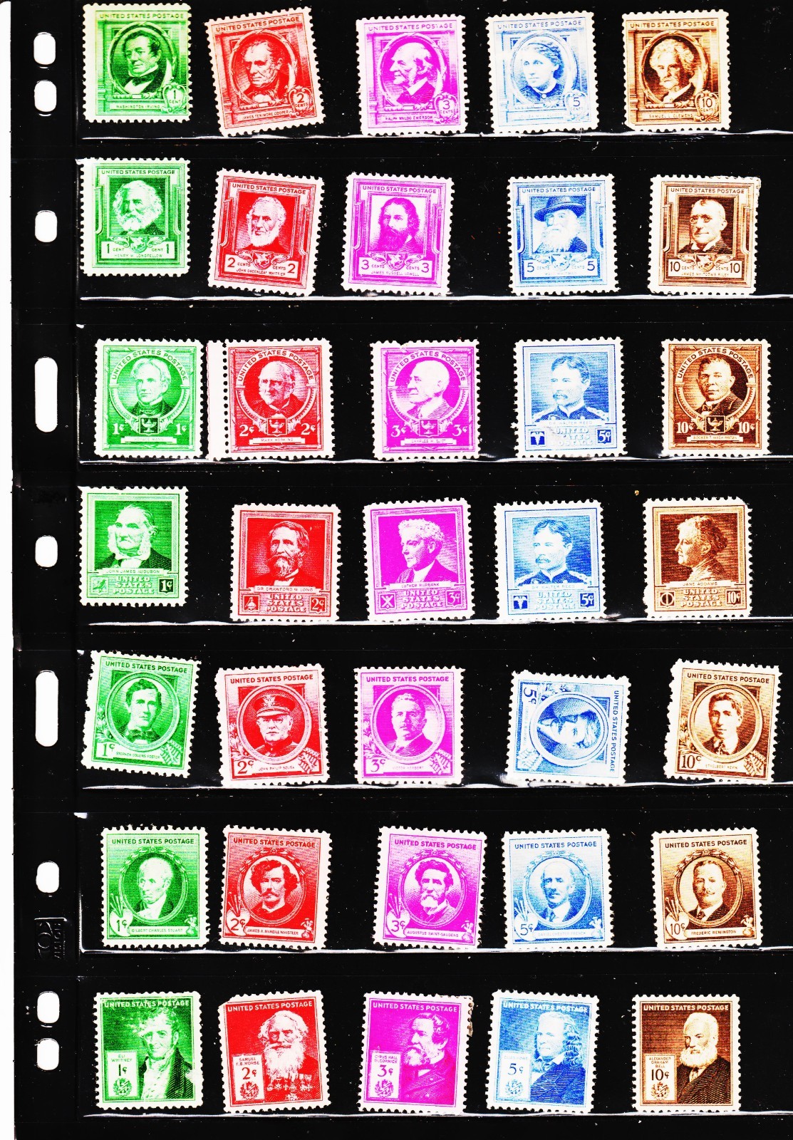 s2601UN-1 EXC. COMPLETE SET MINT NH 1C -10C FAMOUS AMERICANS STAMPS - 2 ...