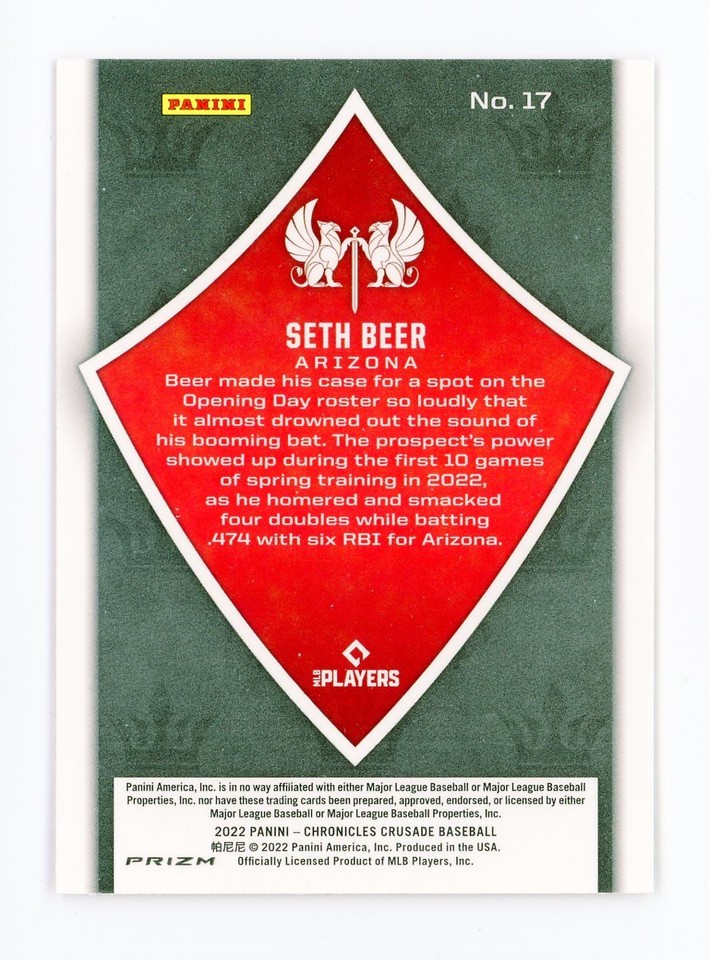 2022 Panini Chronicles Seth Beer #17 Crusade Building Blocks RC Rookie ...