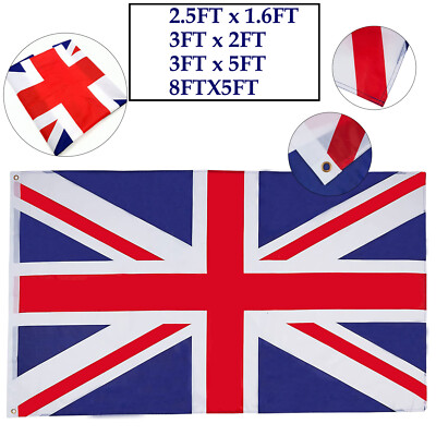 Large Britain Flag Union Jack Flags 5x3ft 3x2ft 8x5ft Sizes Sport Event ...