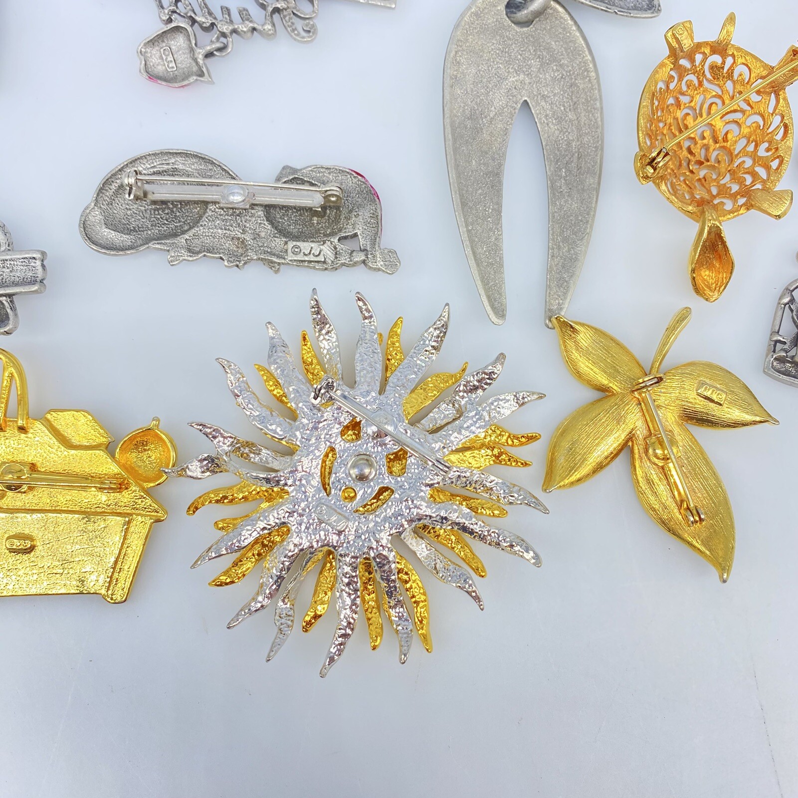 Lot of 12 Signed JJ Jonette BROOCH Pins Rhinestone Enamel Costume ...