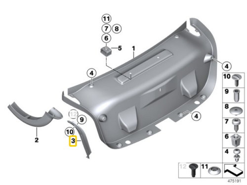 Original BMW Hybrid 3 M3 F30 F35 F80 316d Blende Wasserrinne rechts ...