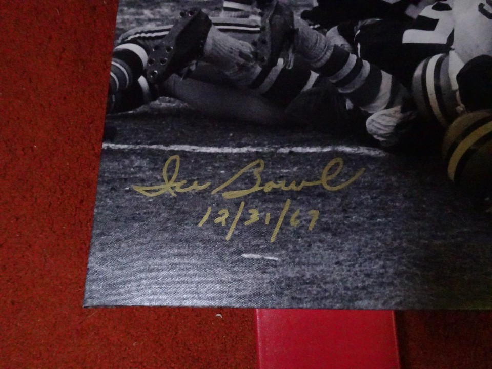 BART STARR GREEN BAY PACKERS SIGNED AUTOGRAPHED CANVAS FRAME W/3 ...