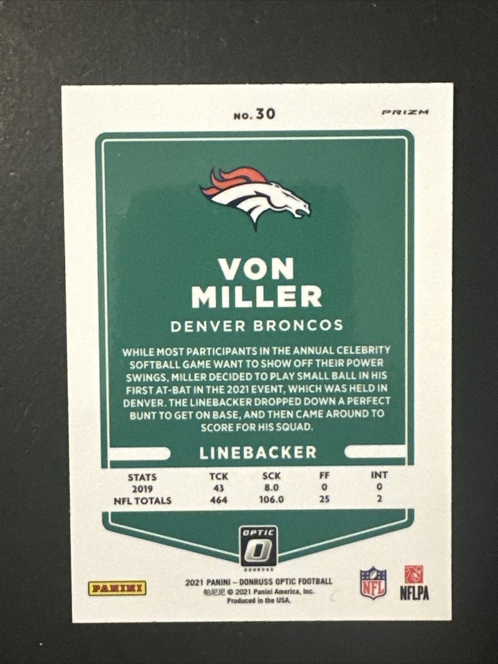 2021 OPTIC #30 VON MILLER - ROCKET EMOJI HOLO - DENVER BRONCOS | eBay