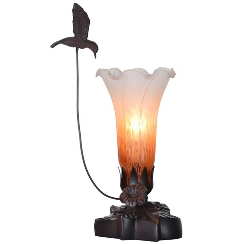 Bieye LL01 Hummingbird Flying Over Lily Flower Blown Glass Table Lamp ...