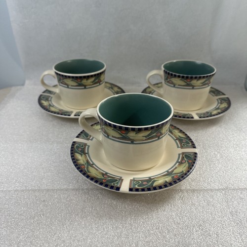 Set of 3 Pfaltzgraff Forest Stoneware Coffee Tea Cups and Saucers | eBay