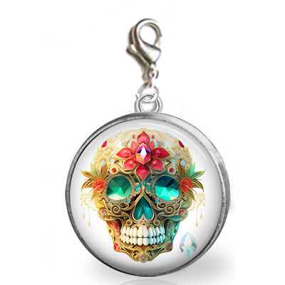 Jeweled Skull Image Dia De Los Muertos Charm Art Nouveau Handmade Charm ...