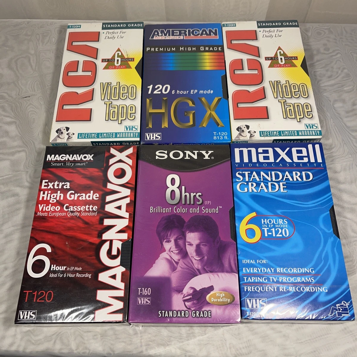 12 Sealed vhs 6hr recording tapes Sony RCA and maxwell - recrutamelhor ...