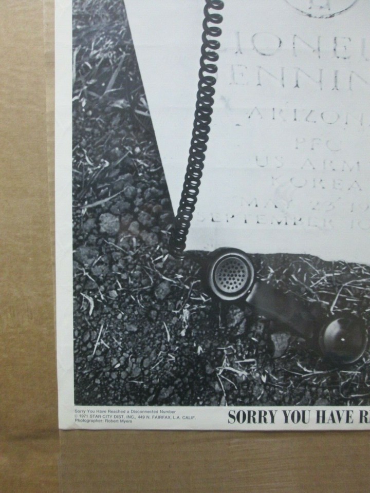 Disconnected number Black white Poster political antiwar 1970's Inv# ...